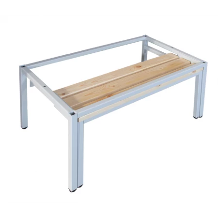 Socle avec banc rétractable à associé à un vestiaire | Axess Industries