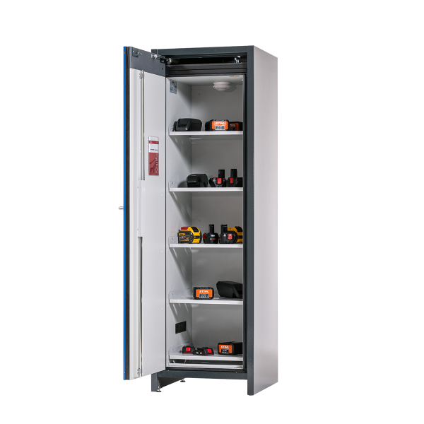 Armoire stockage Li-thium 90min – 600 mm, 3–6 étagères | Axess Industries