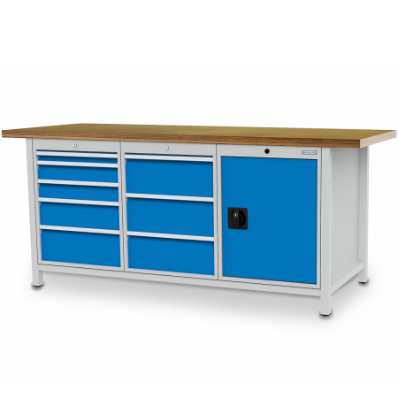 Etabli à structure soudée plateau bois à 3 caissons | Etabli lourd 1000 kg et + | Axess Industries