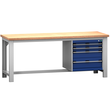 Etabli CUBIO plateau bois et coffre 4 tiroirs | Etabli professionnel 600 à 1000 kg | Axess ...