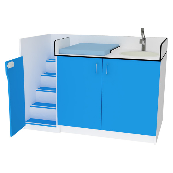 Change compact avec vasque et escalier fixe | Mobilier pour crèche | Axess Industries