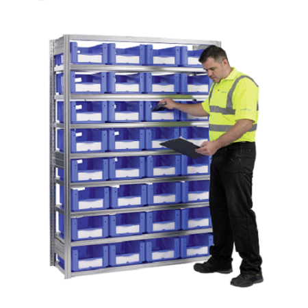 Rayonnage équipé de bacs gerbables norme Europe | Axess Industries