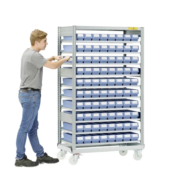 Rack mobile avec bacs de rangement | Charge 600 kg | Axess Industries